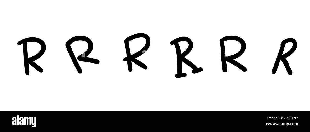 Childlike simple black english latin R alphabet letter symbol. Vector ...