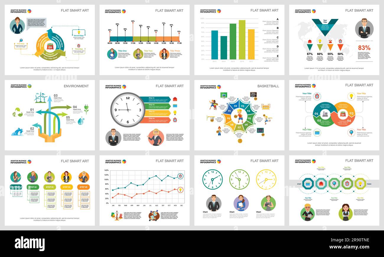 Colorful diagrams set for presentation slide templates Stock Vector ...