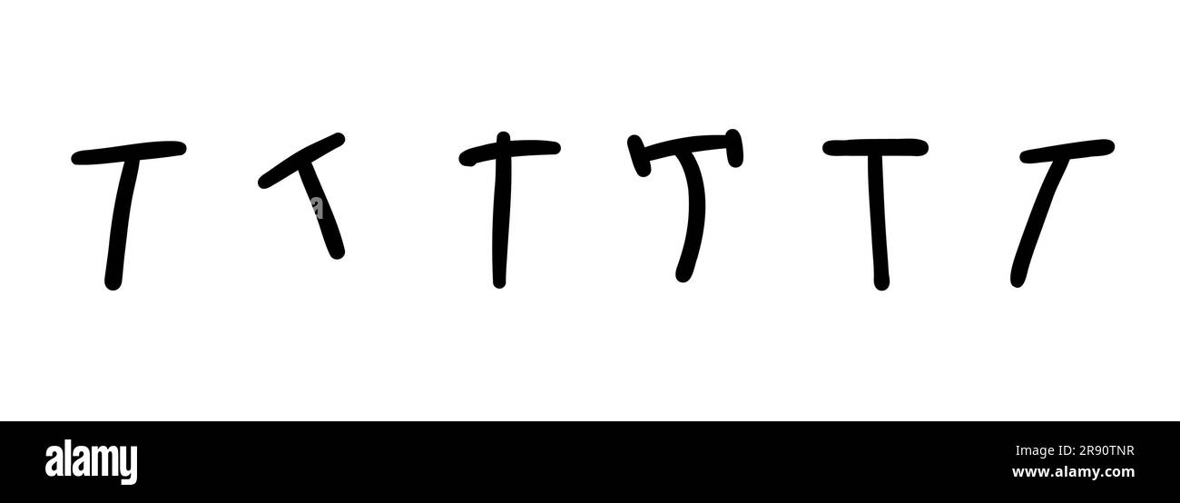 Childlike simple black english latin T alphabet letter symbol. Vector ...