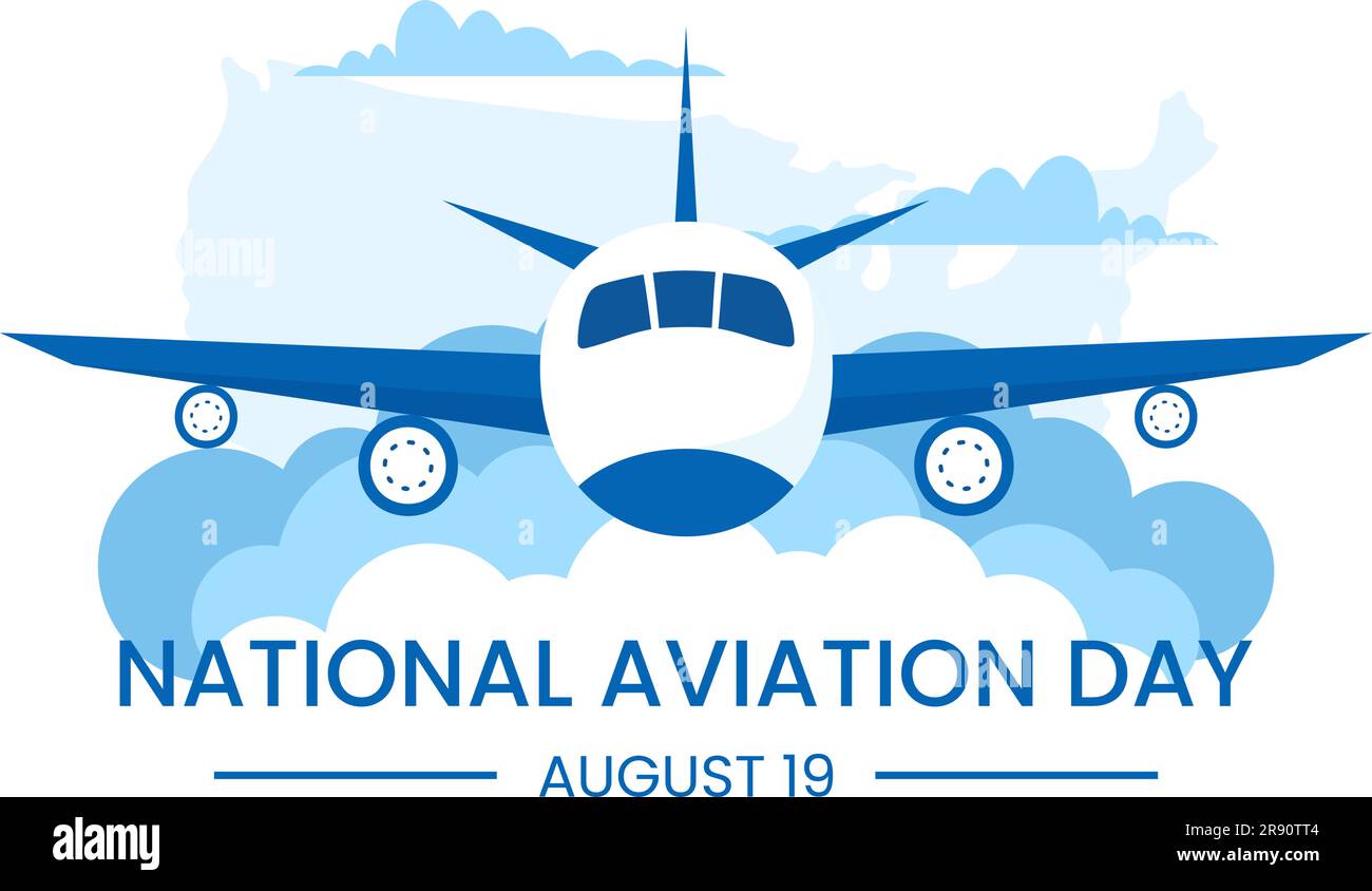 National Aviation Day Vector Illustration of Plane with Sky Blue ...