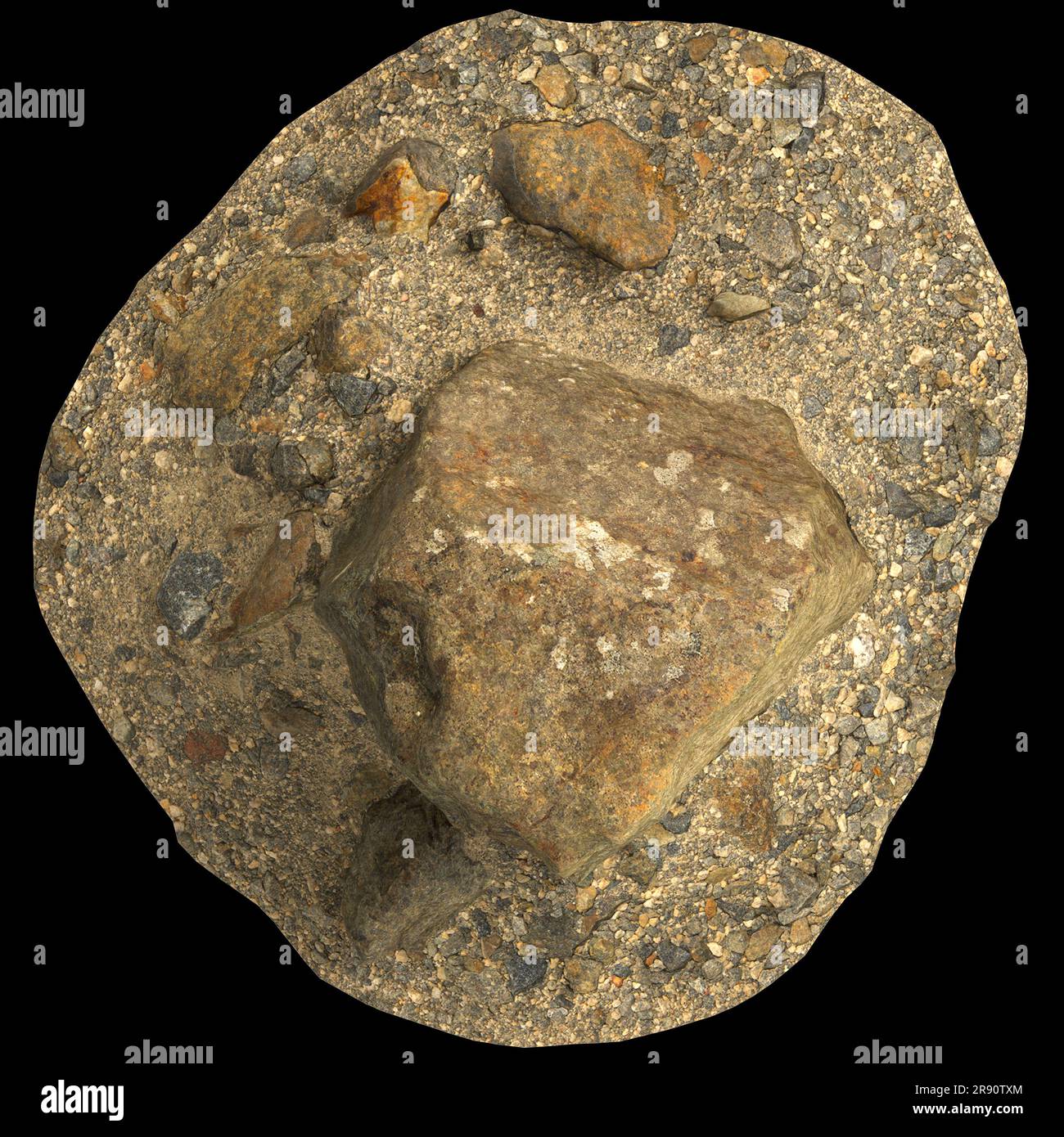 3d illustration of rocks on gravel shelf isolated on black background ...