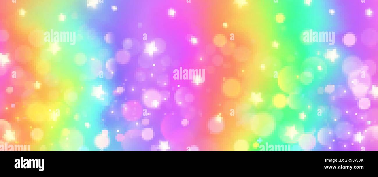 Rainbow unicorn background. Pastel pink color sky with stars ...