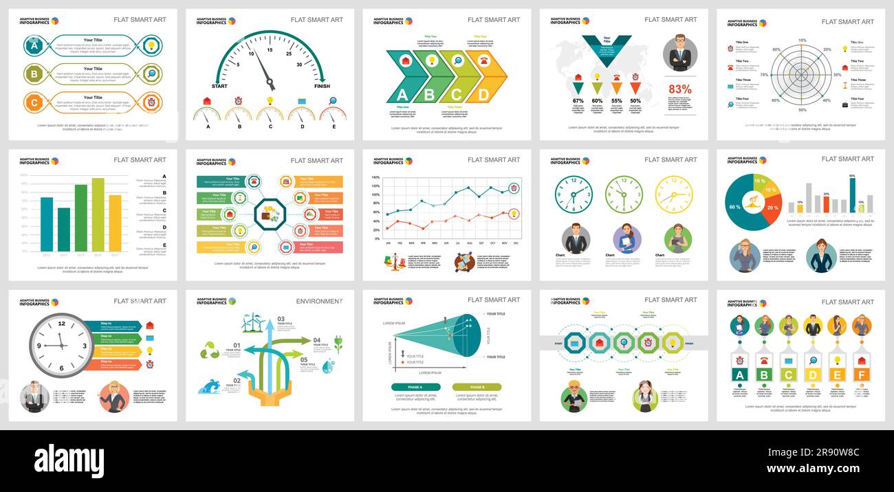 Colorful analysis charts set for presentation slide templates Stock ...