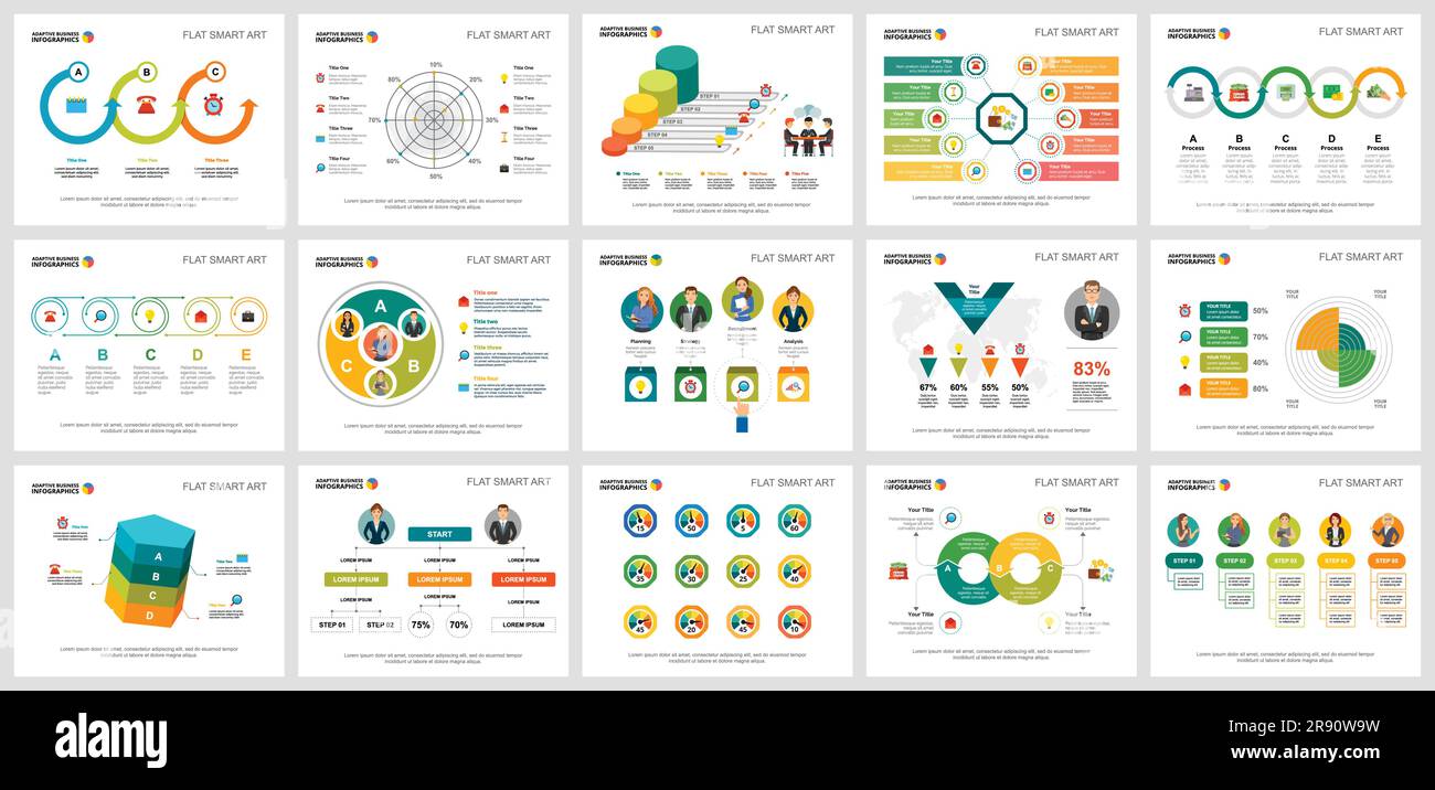 Colorful marketing or training concept infographic charts set Stock ...