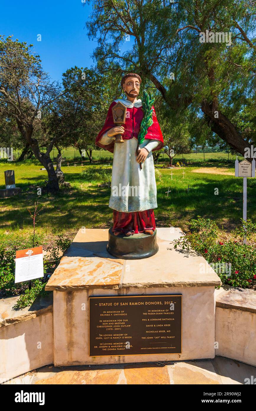 Statue of San Ramon at the Chapel of San Ramon, Santa Barbara County ...