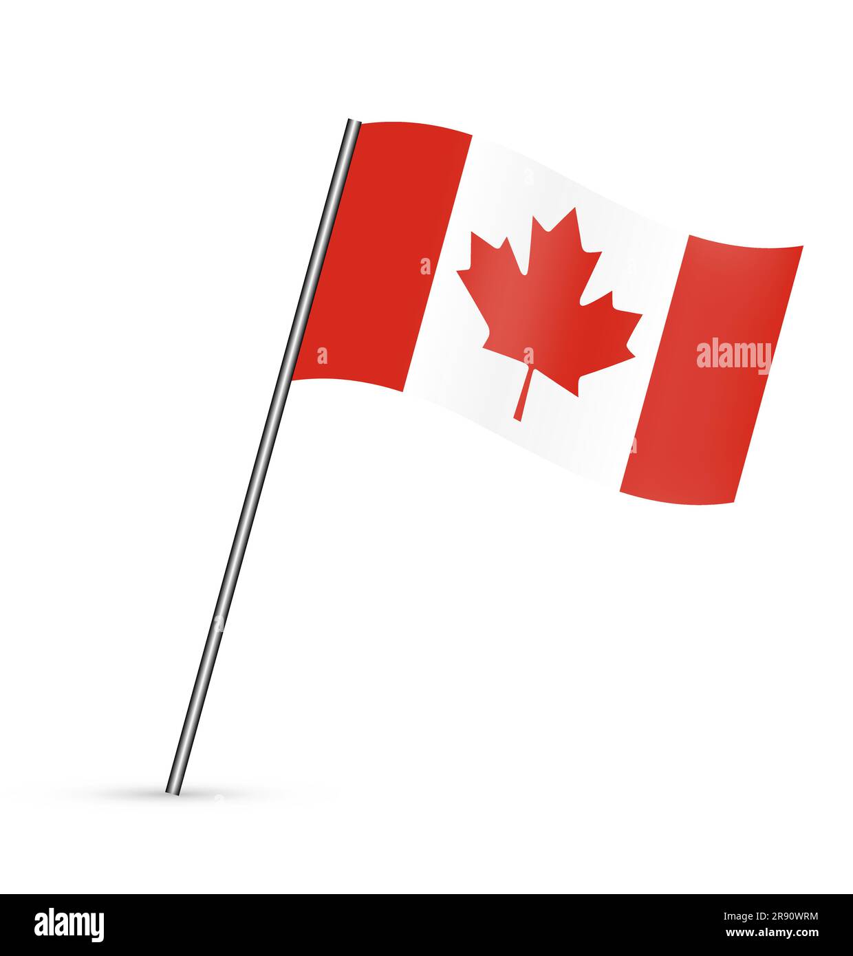 Flag of Canada on a pole. Maple Leaf. Symbol of Canada on a white background. Vector Stock ...
