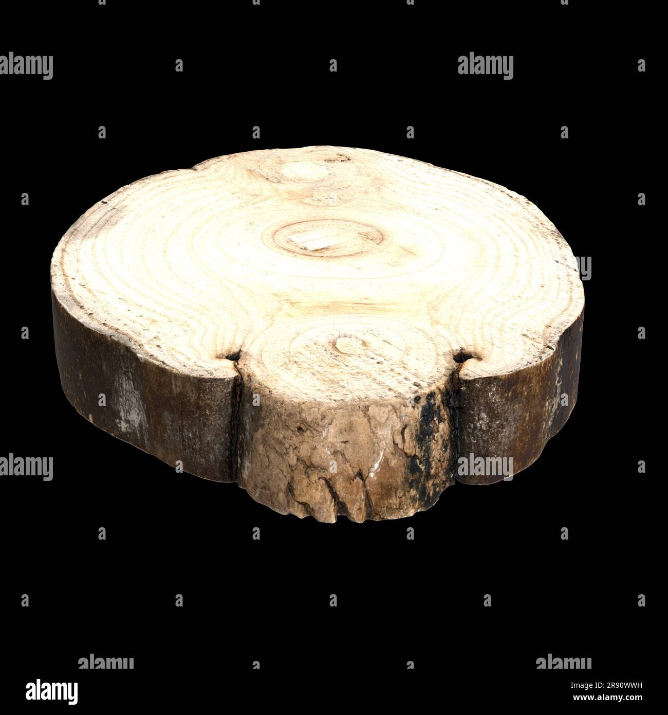 3d illustration of cross cut wood isolated on black background Stock ...
