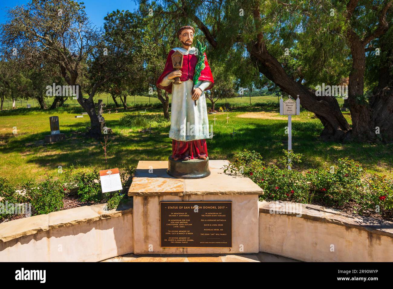 Statue of San Ramon at the Chapel of San Ramon, Santa Barbara County ...