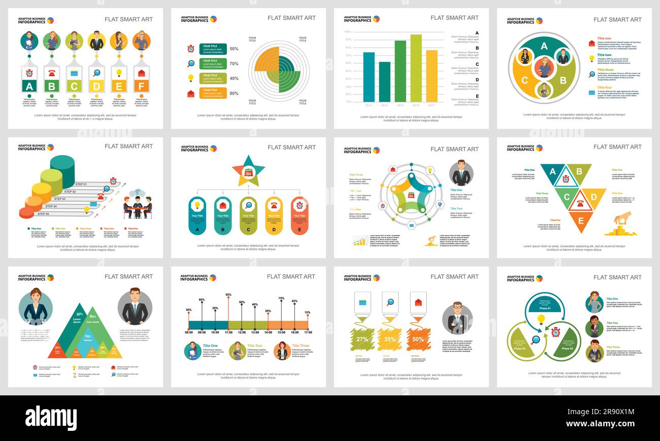 Colorful marketing or insurance concept infographic charts set Stock ...