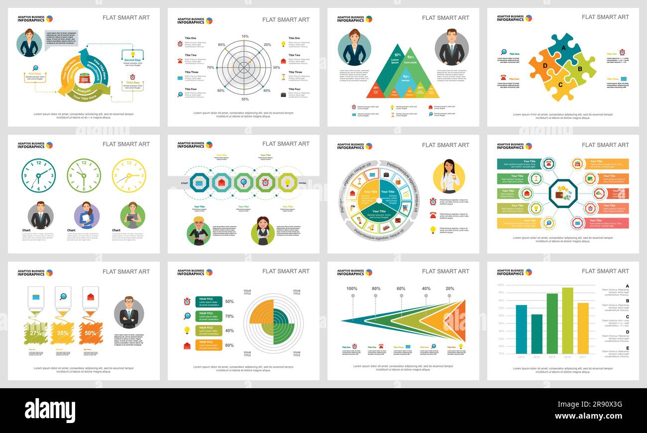 Colorful analysis or statistics concept infographic charts set Stock ...