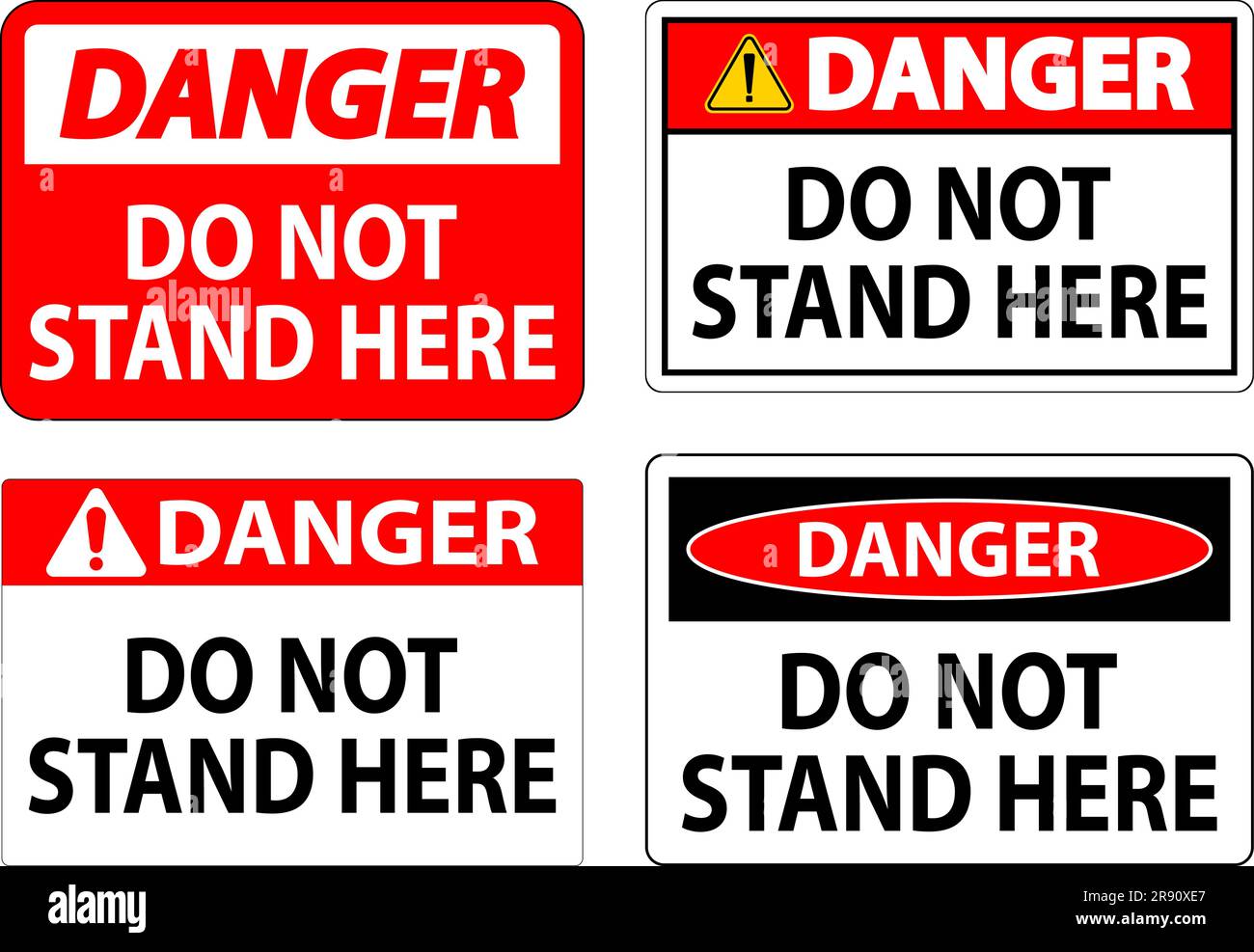 Danger Sign Do Not Stand Here On White Background Stock Vector Image ...