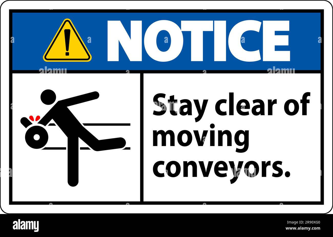 Notice Sign Moving Conveyors Stay Clear Stock Vector Image & Art - Alamy