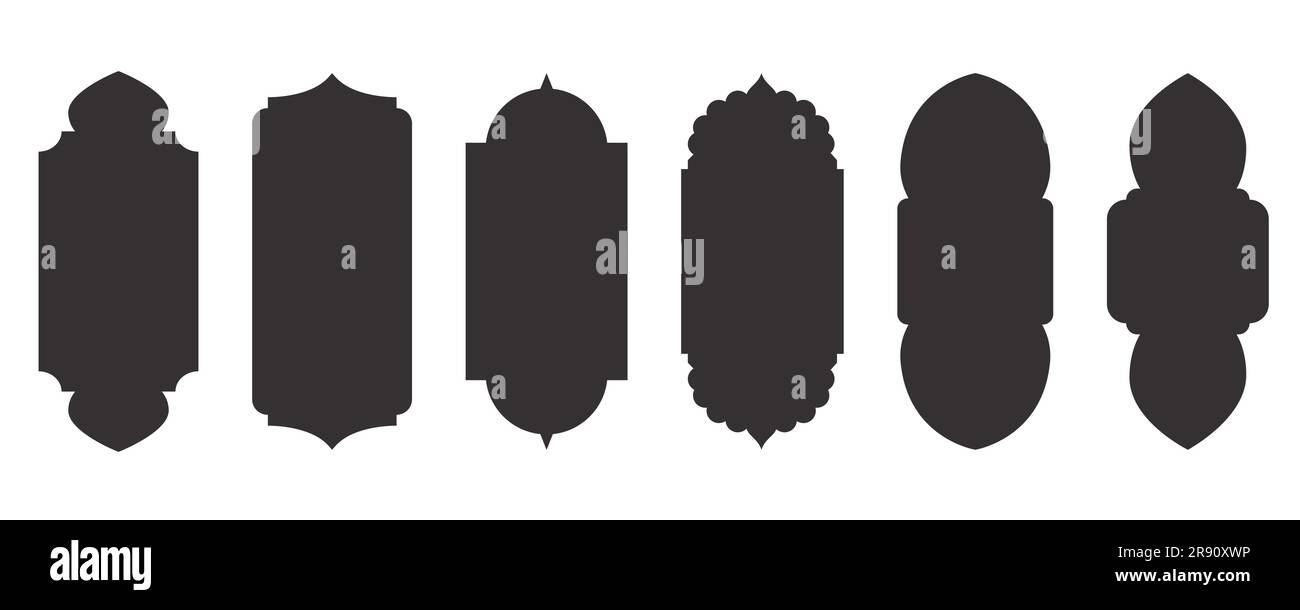 Ramadan frame shape. Islamic window and door icons set. Arabic oriental ...