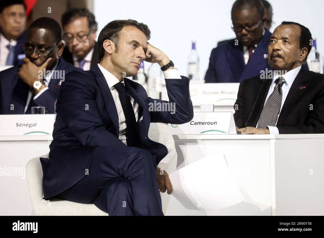 Paris, France. 23rd June, 2023. French President Emmanuel Macron during ...