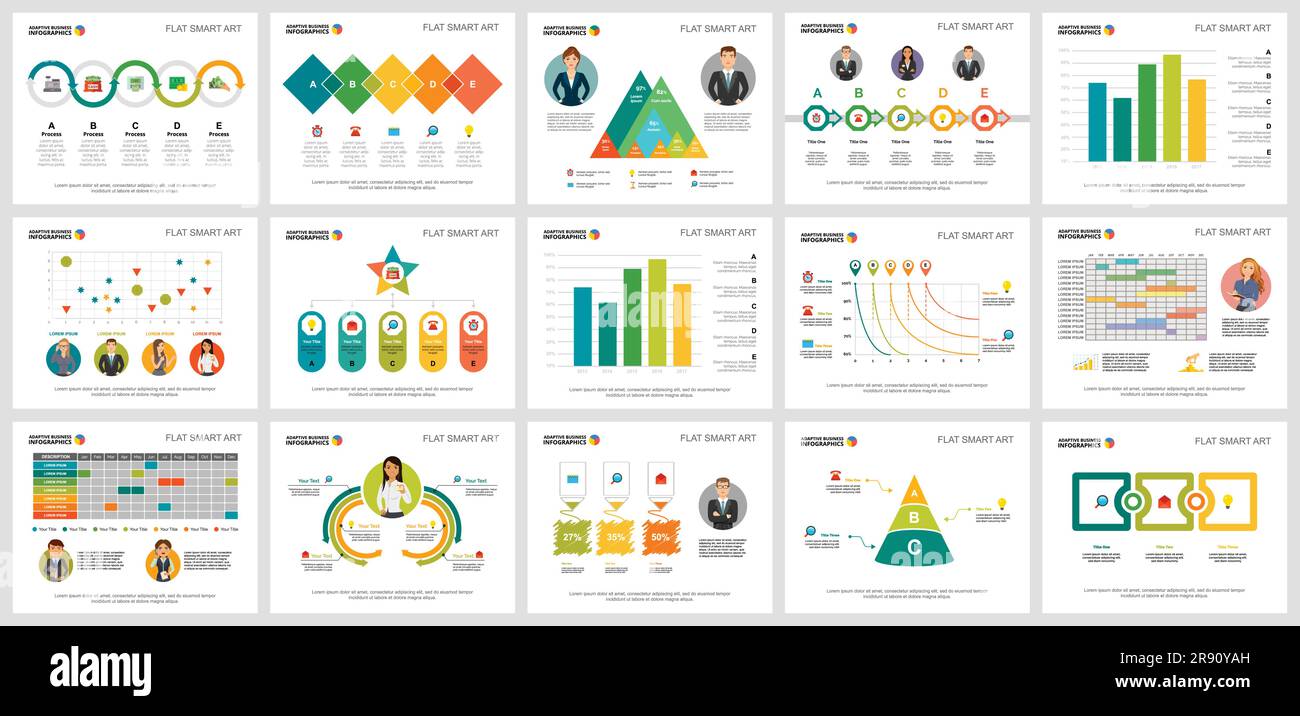 Colorful project or marketing concept infographic charts set Stock ...