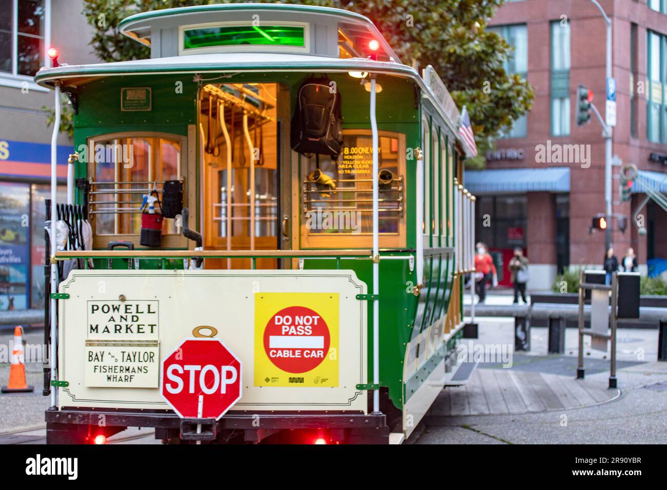 Traditional historical cable car of the Californian city of San ...