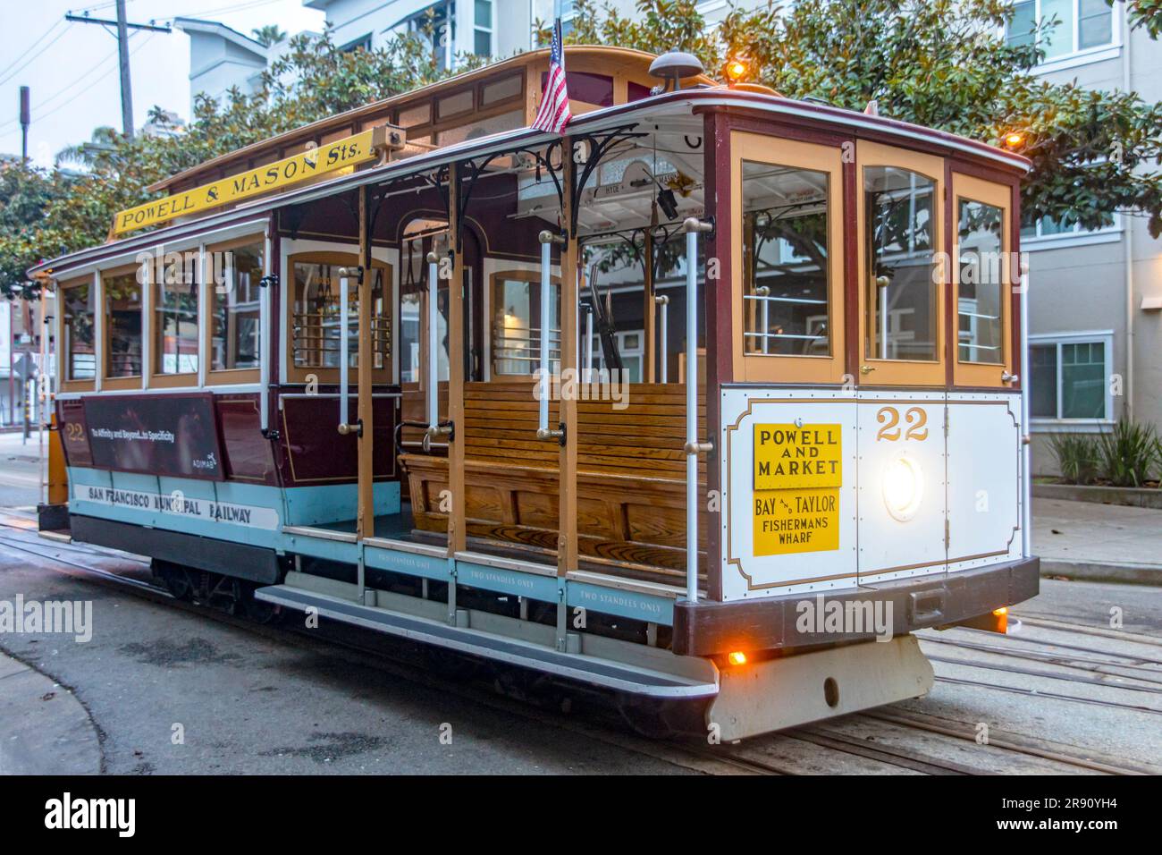 Traditional municipal cable car of the Californian city of San ...