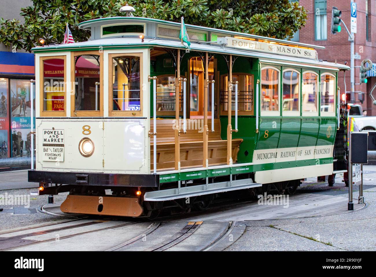 San Francisco, USA; January 9, 2023: Traditional historic cable car of ...