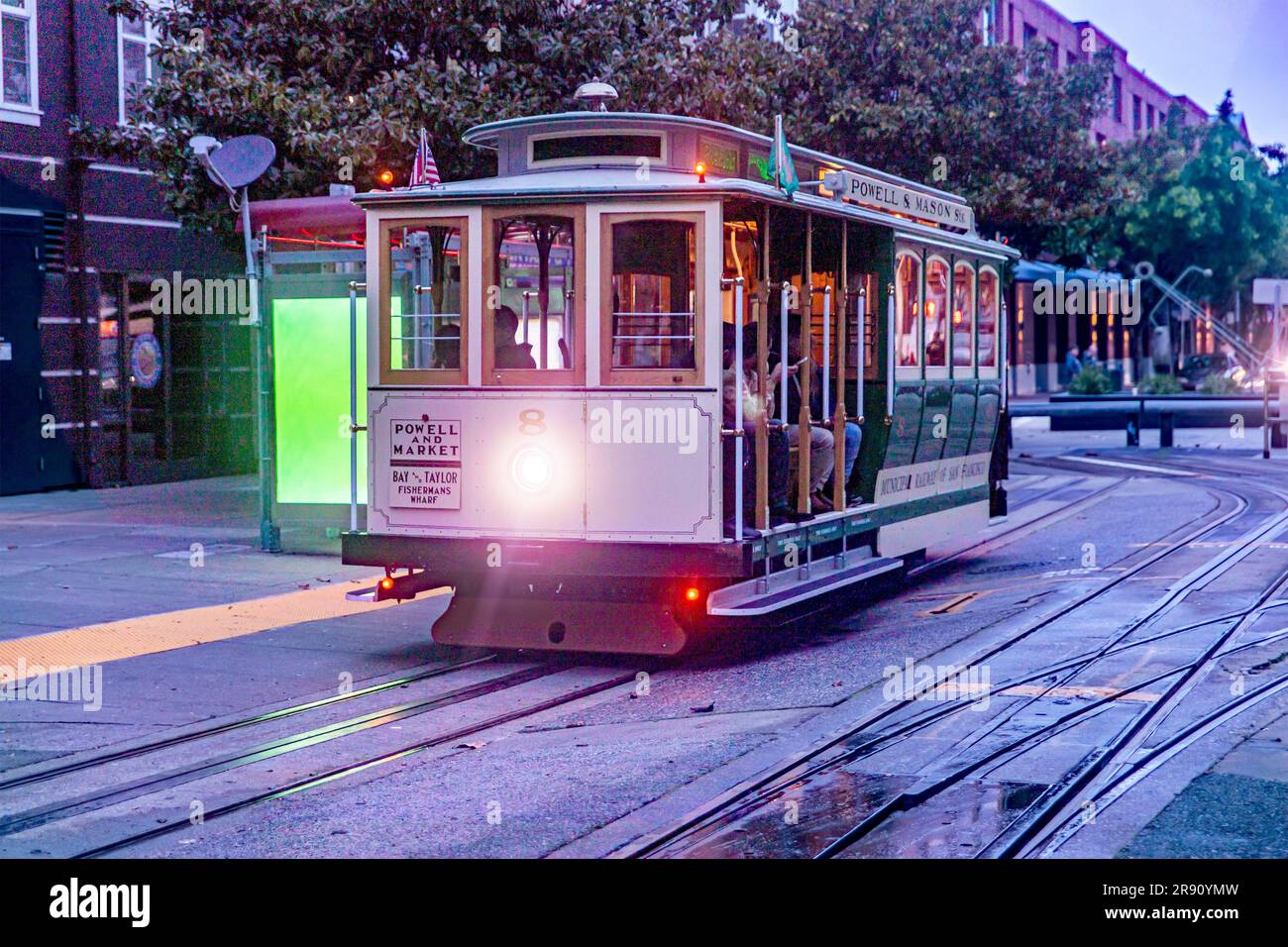 A traditional municipal tramway running through the streets of San ...