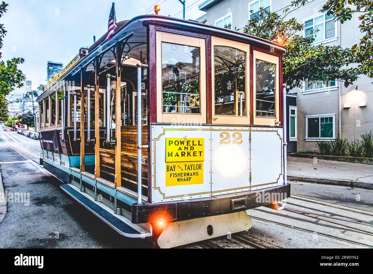 A traditional San Francisco municipal trolley that connects the city ...
