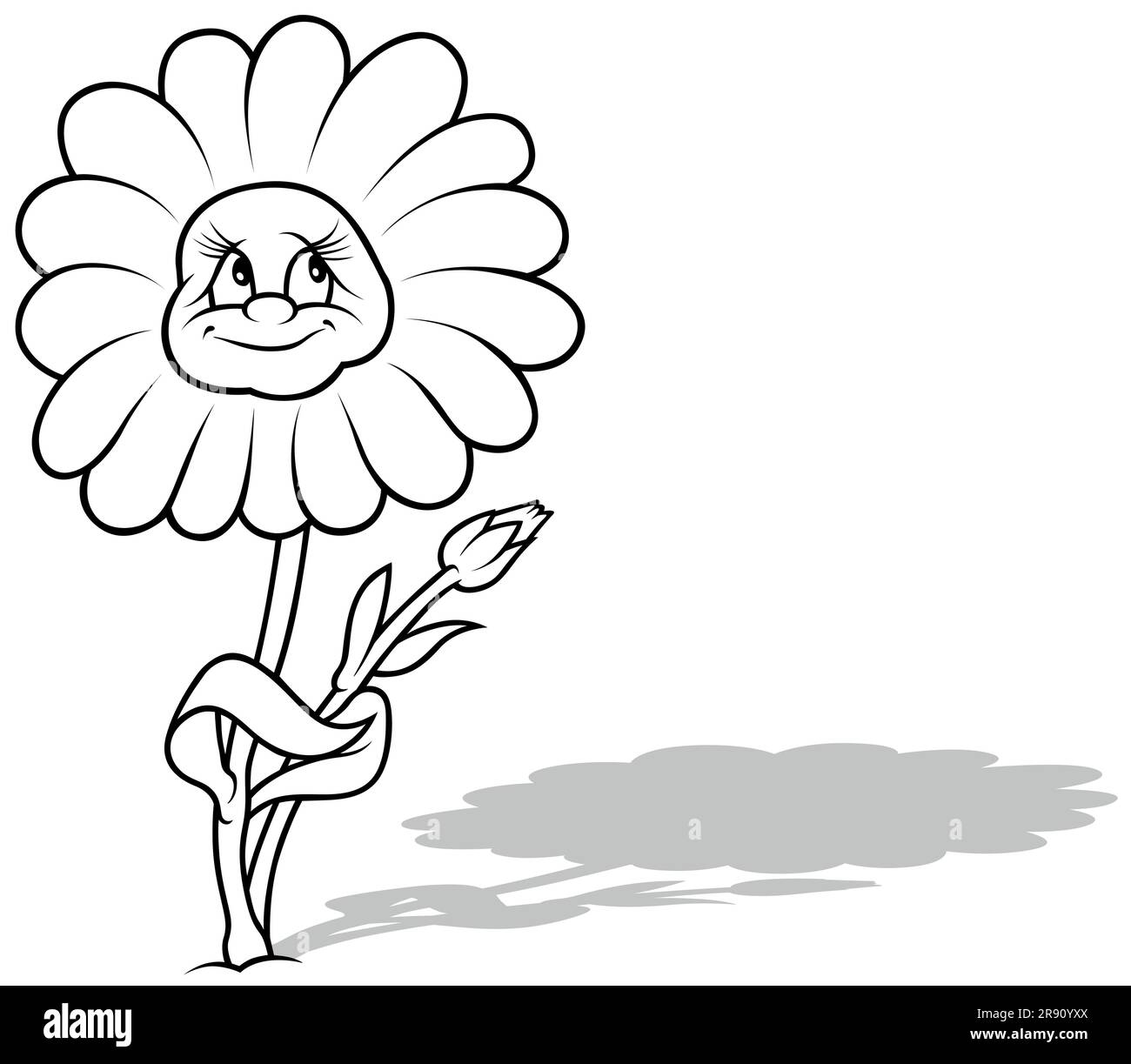 Drawing of a Flower with a Smiling Face Stock Vector Image & Art - Alamy