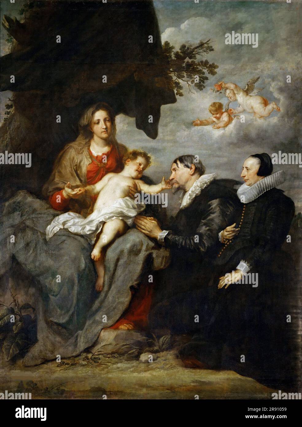 Madonna and Child adored by a married couple, 1630-1632. Found in the collection of the Musée du ...