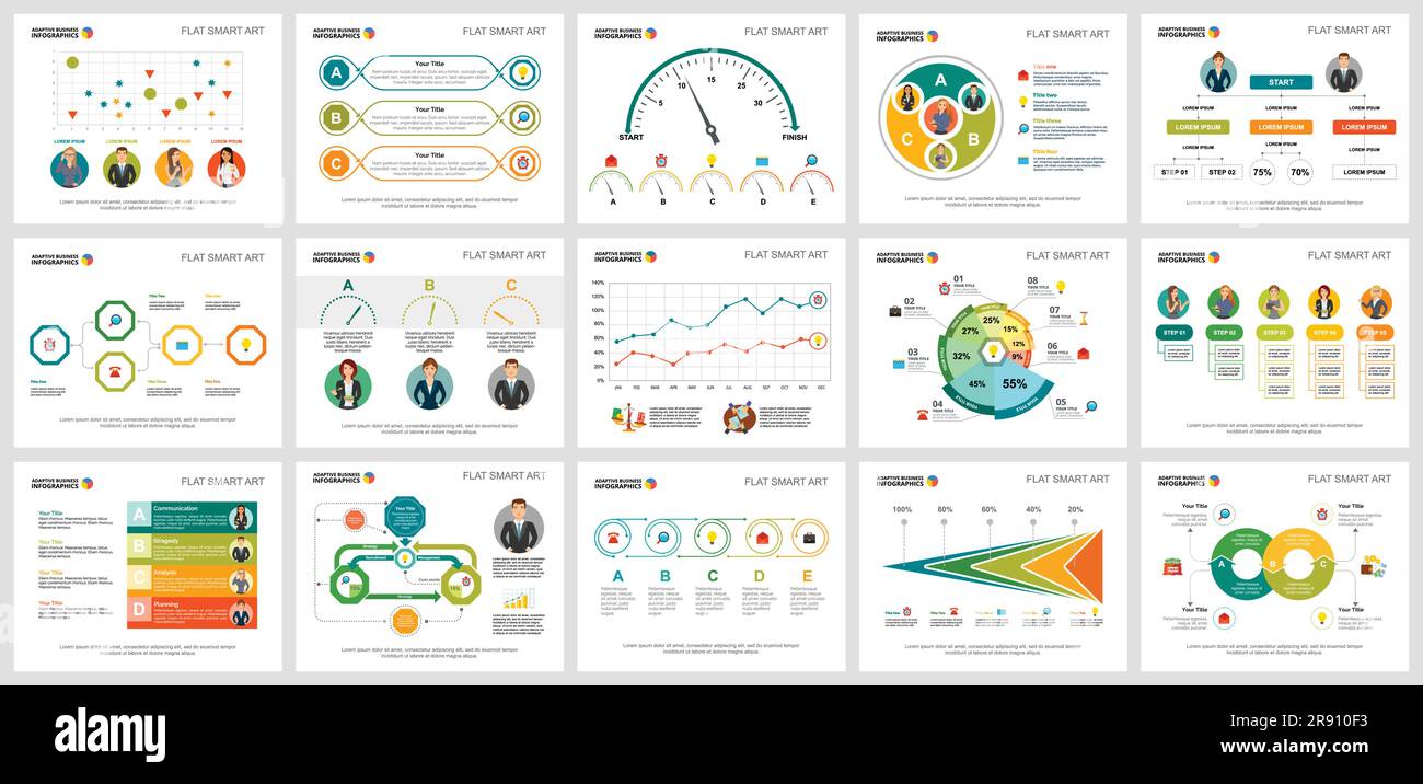 Colorful marketing or production concept infographic charts set Stock ...