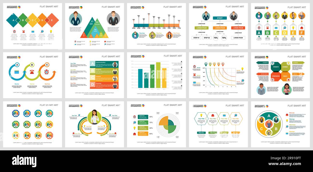 Colorful research and planning infographic charts set Stock Vector ...