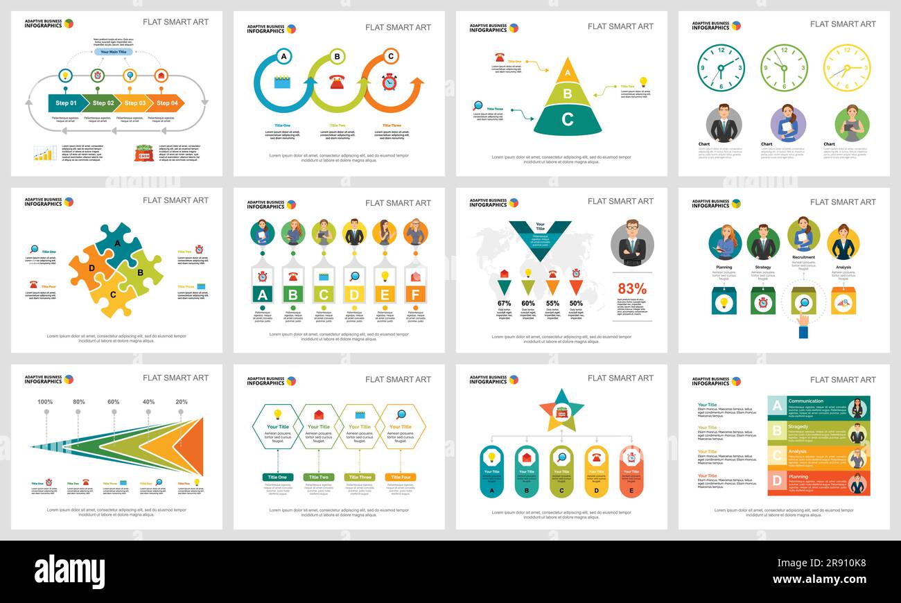 Colorful research or teamwork concept infographic charts set Stock ...