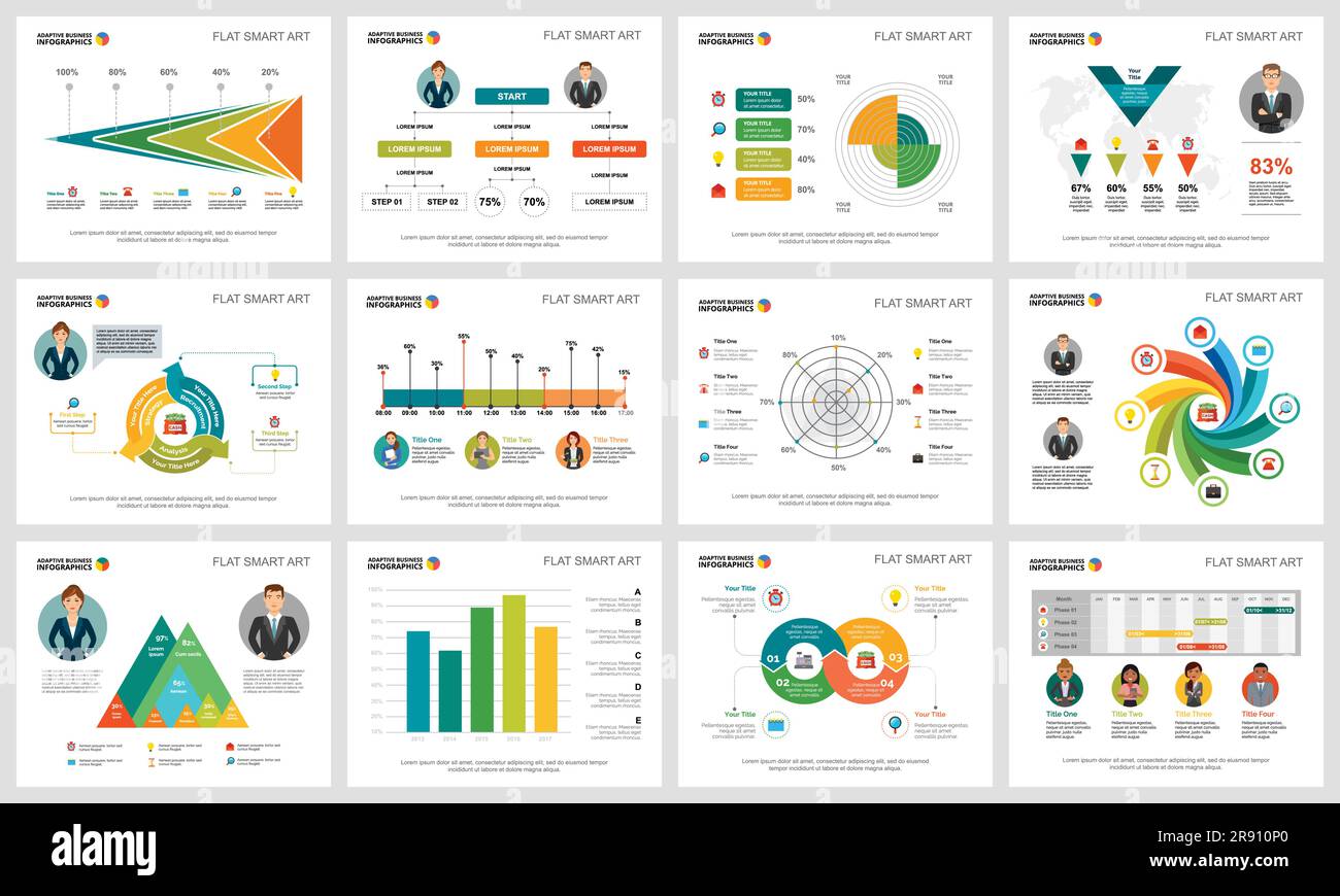 Colorful analytics or planning concept infographic charts set Stock ...