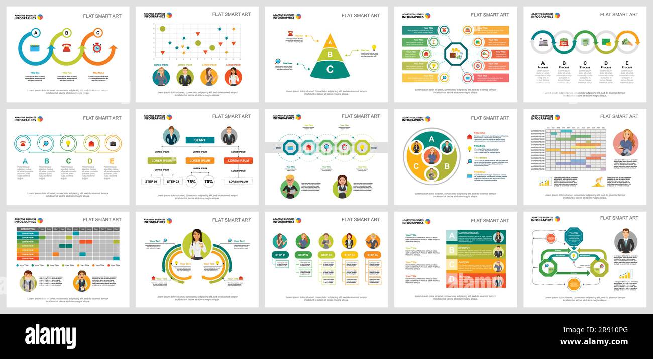 Colorful marketing or production concept infographic charts set Stock ...