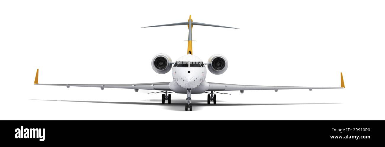 new passenger plane front side view travel concept 3d render on white ...