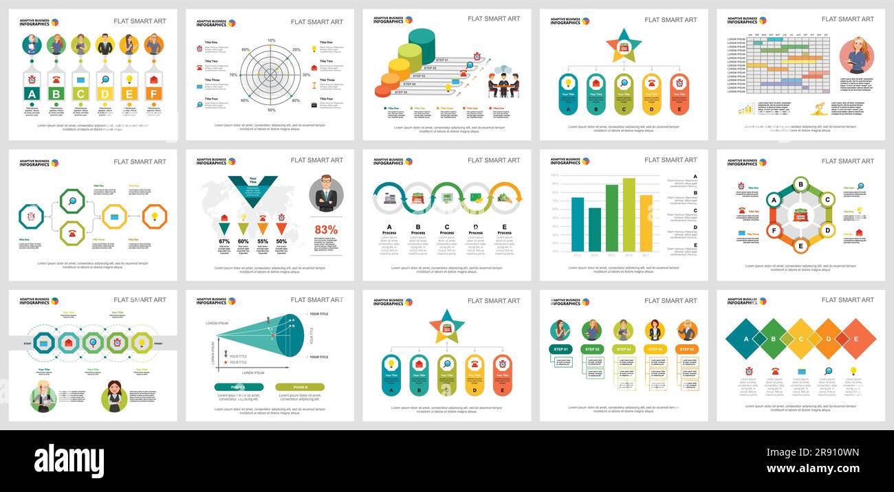 Colorful management or teamwork concept infographic chfarts set Stock ...