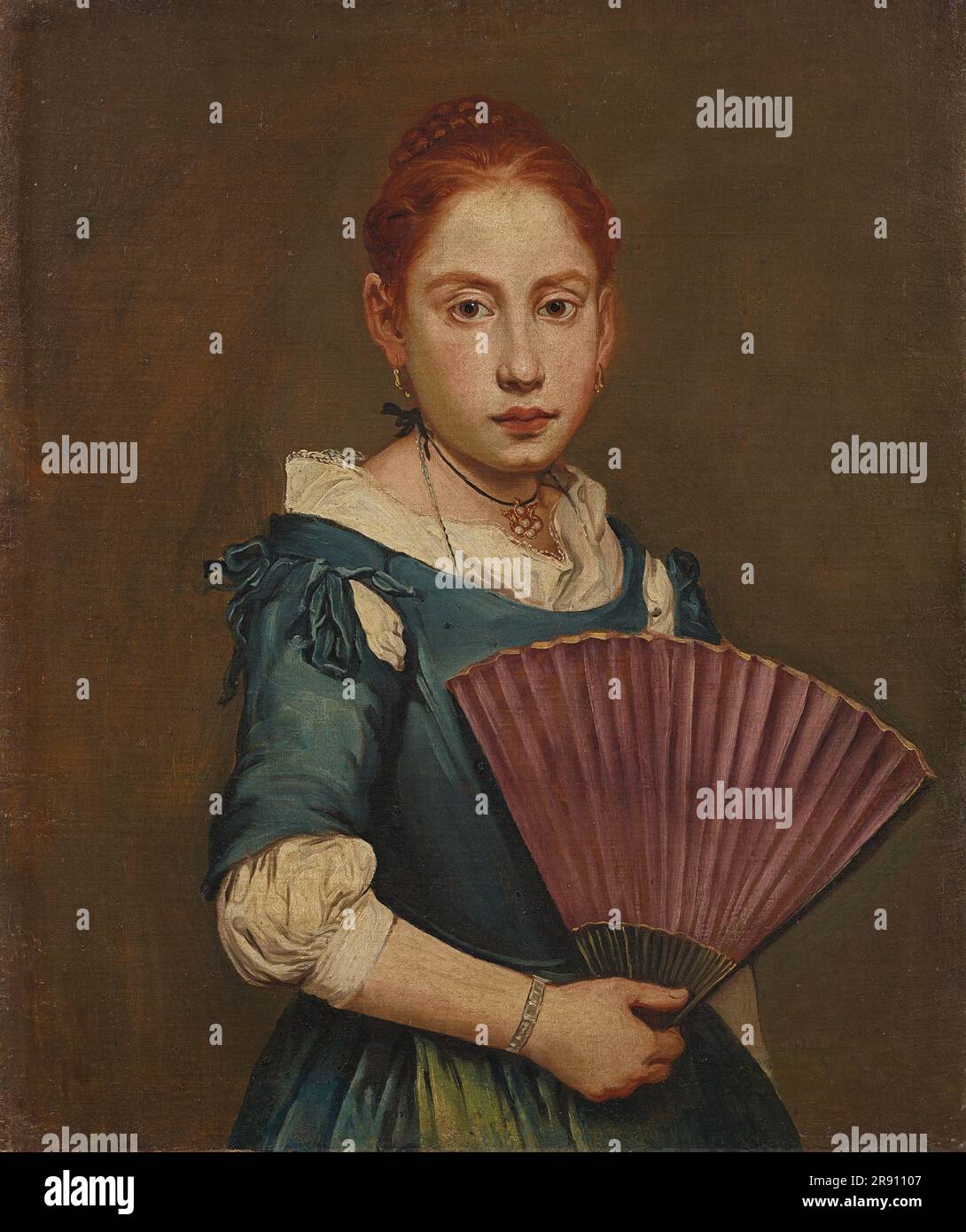 Portrait of a girl with a fan, ca 1725-1730. Found in the collection of ...