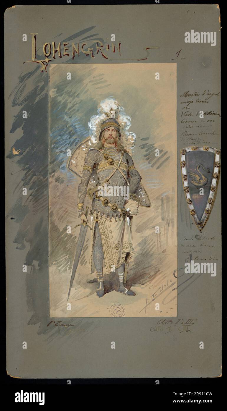 Costume design for the Opera Lohengrin by Richard Wagner, 1888. Found ...
