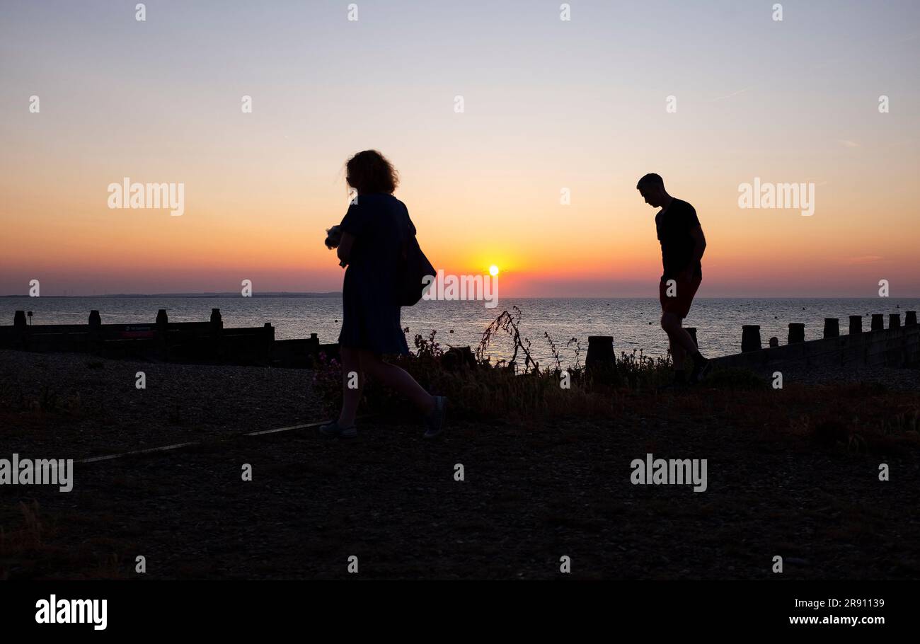 Whitstable North Kent , England UK - Visitors with a dog enjoy the ...