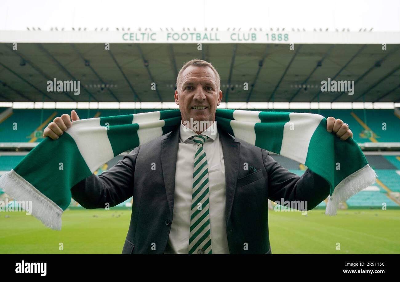 Newly re-appointed Celtic manager Brendan Rodgers during a press ...