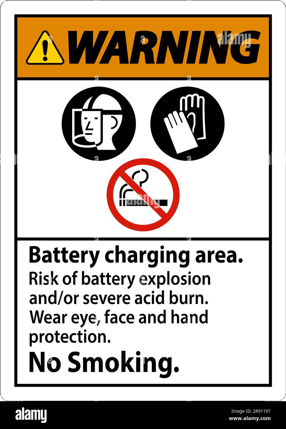 Warning Sign Battery Charging Area, Risk of Battery Explosion or Severe ...