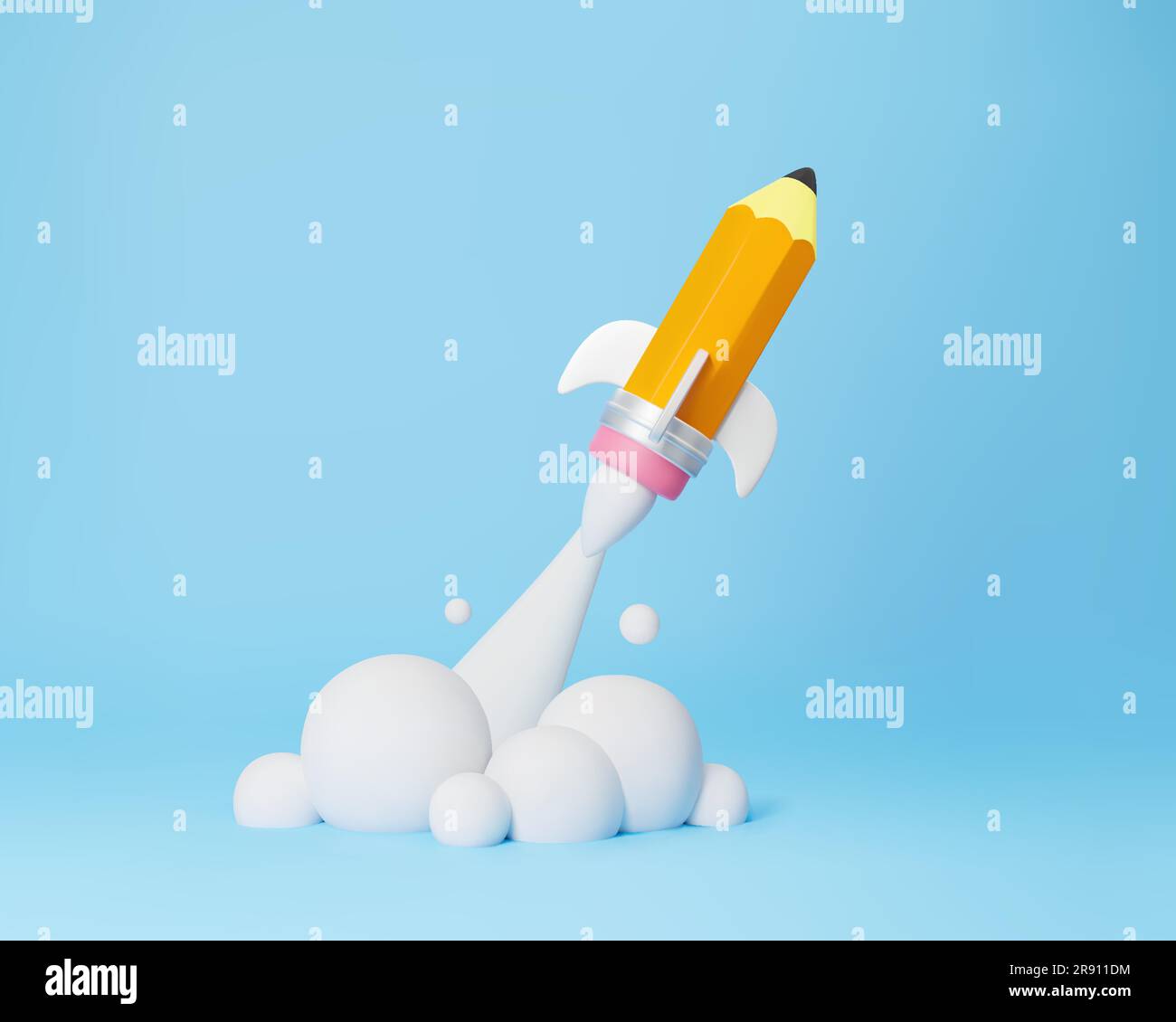 Pencil rocket 3D realistic vector illustration.Creative concept startup ...