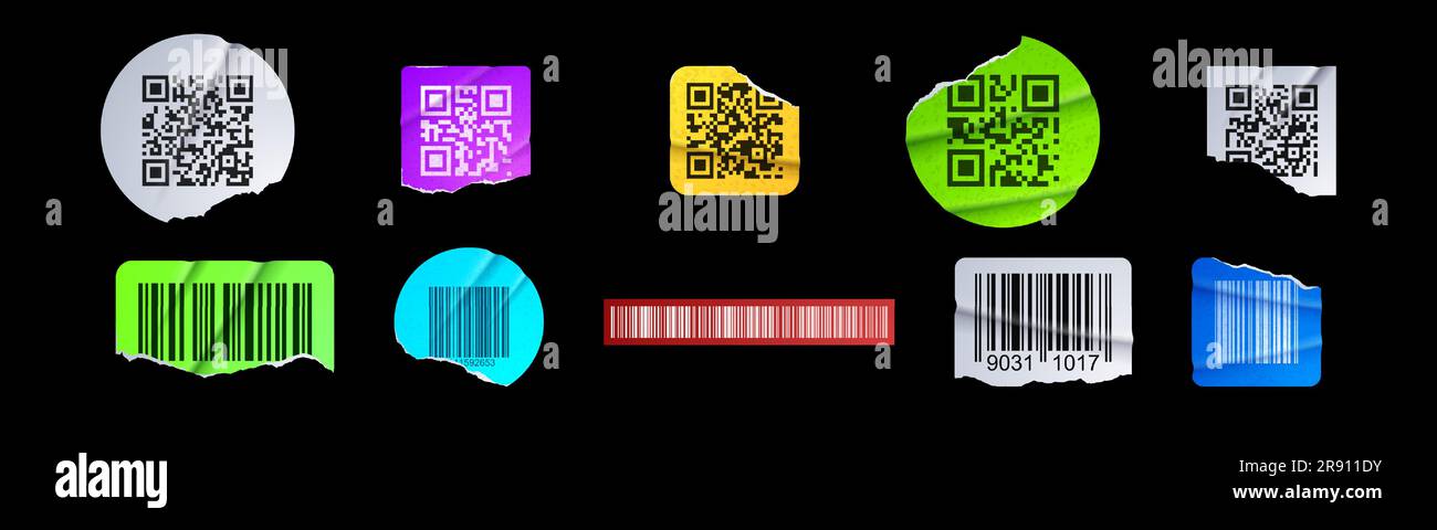 Torn barcode paper sticker label vector design. Bar code sign icon ...