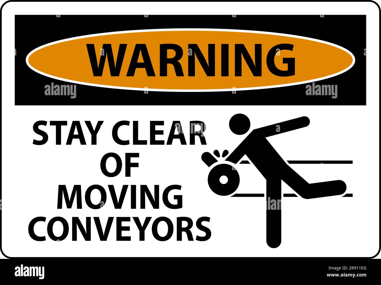 Warning sign moving conveyor Stock Vector Images - Alamy