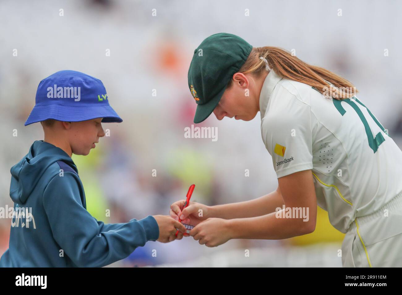 Darcie Brown Of Australia Signs A Fans Book During The Metro Bank Women