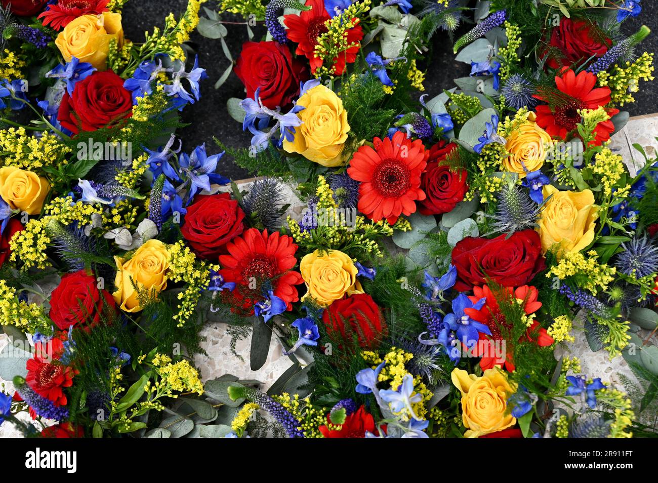 London, UK. 23rd June 2023. Floral tributes were laid on the Basil ...
