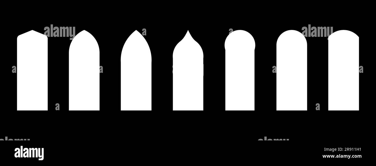 Different Islamic window shapes on black background Stock Vector Image ...