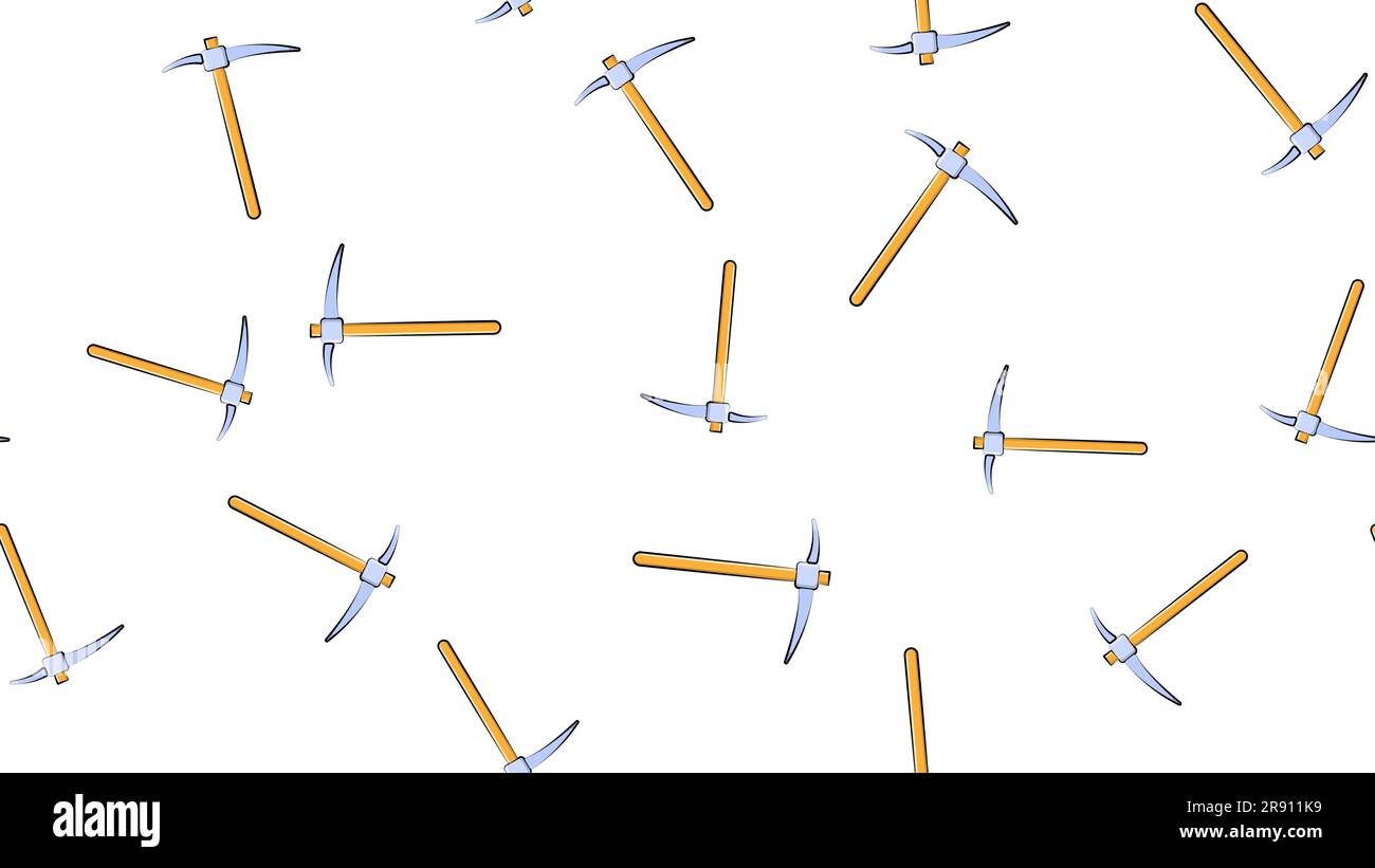Texture, seamless abstract pattern of construction miner pickaxe with a ...