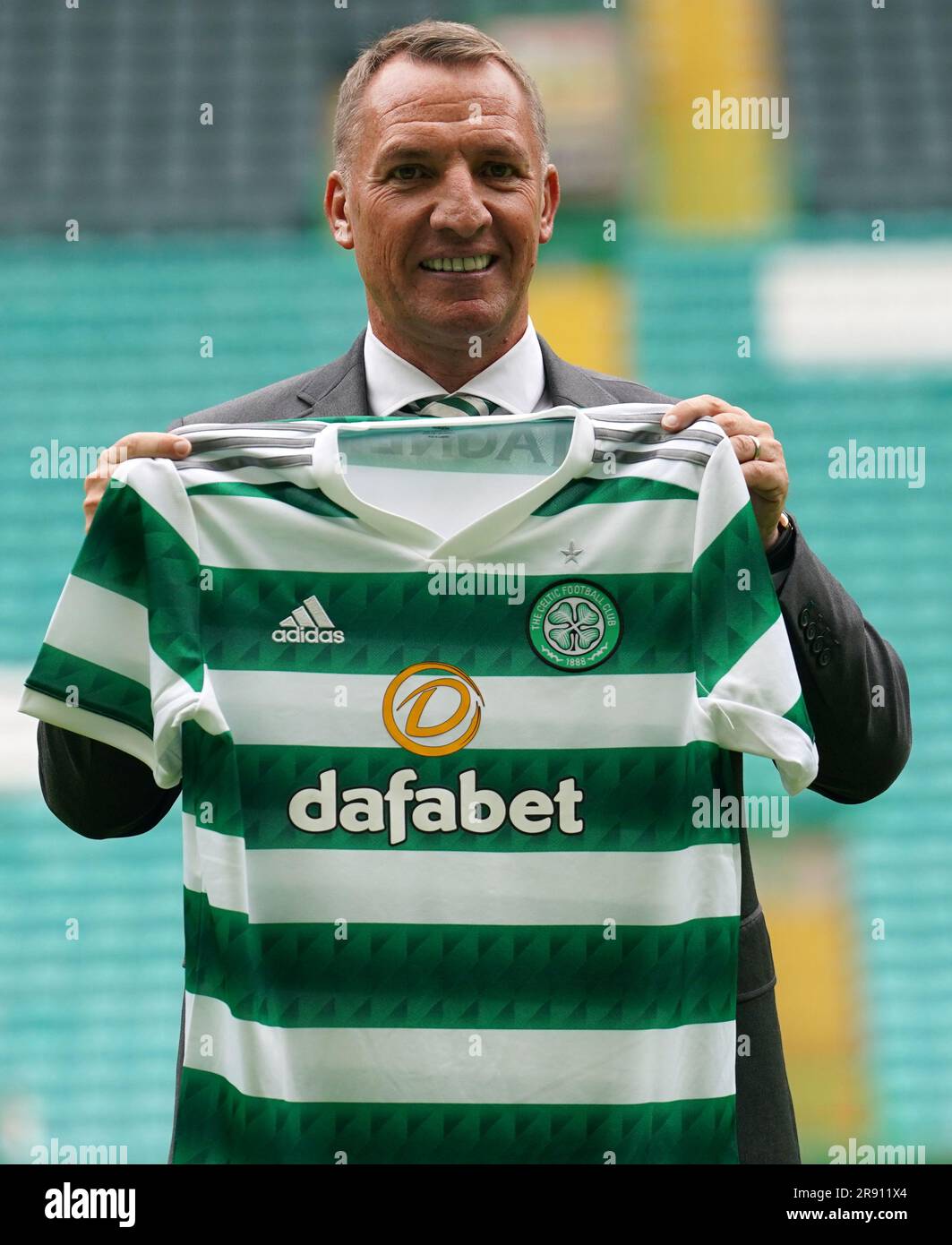 Newly re-appointed Celtic manager Brendan Rodgers during a press conference at Celtic Park ...
