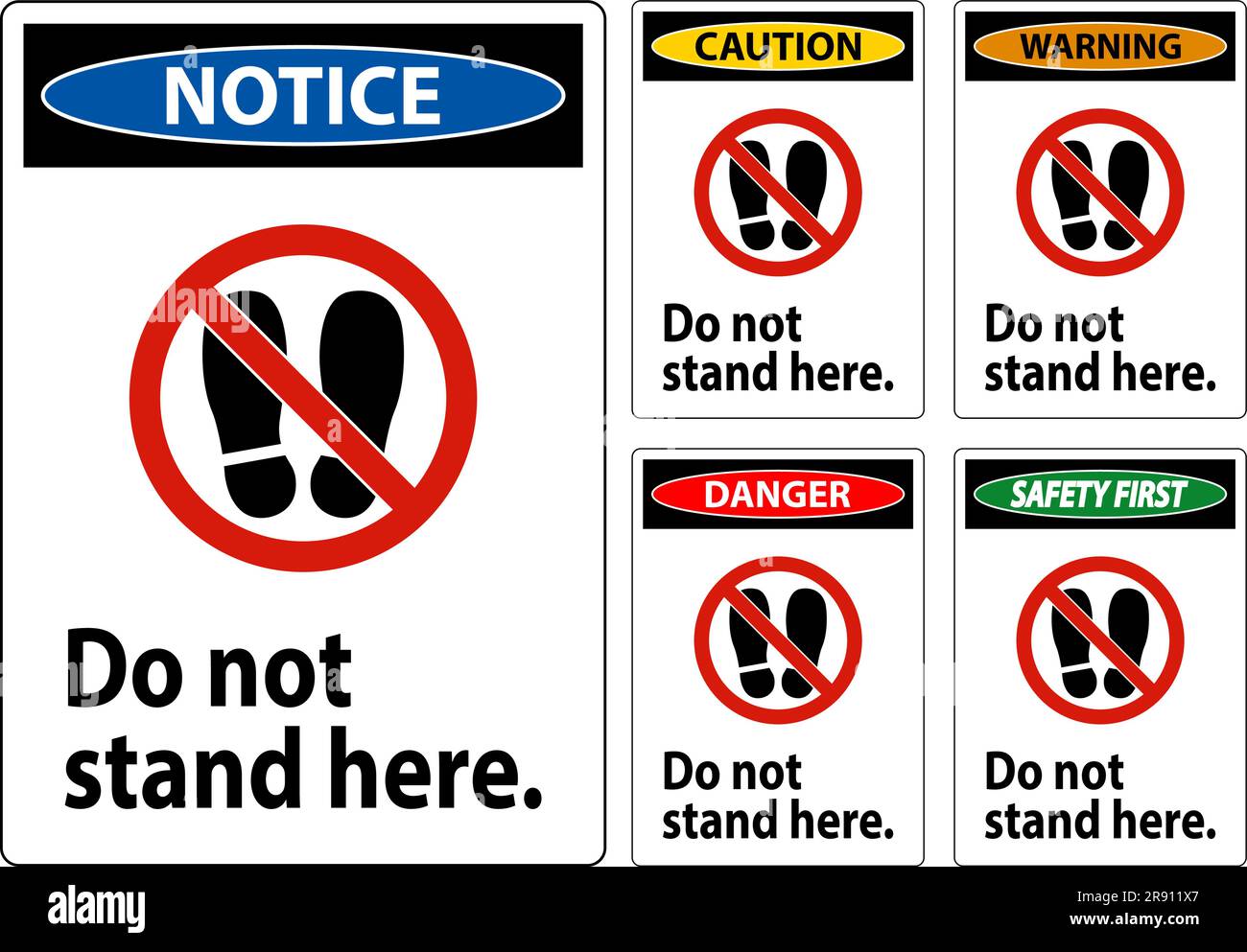 Danger Sign Do Not Stand Here On White Background Stock Vector Image ...