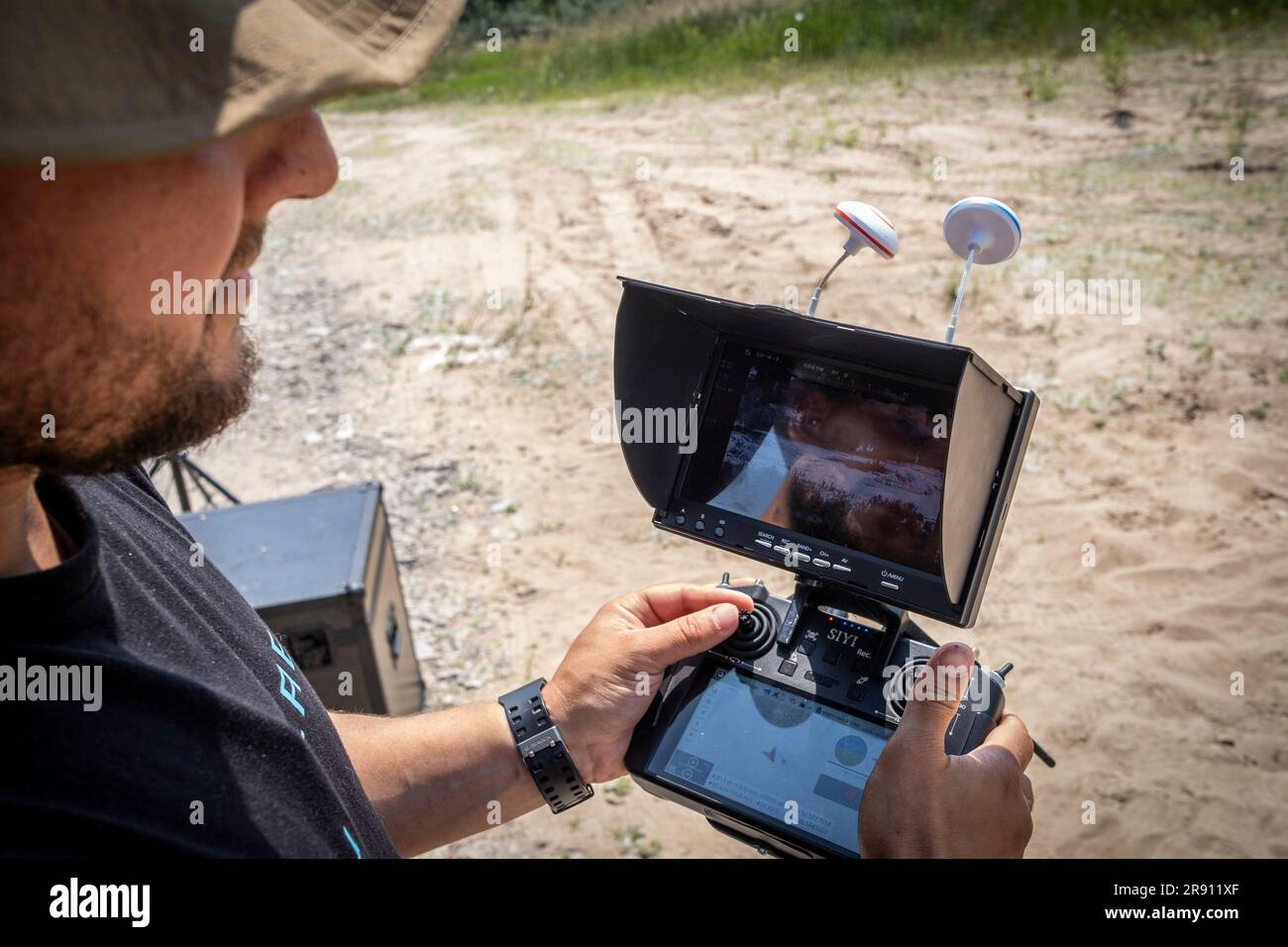 Pavelo from Skylab, a Ukraine-based civilian drone company demonstrated ...