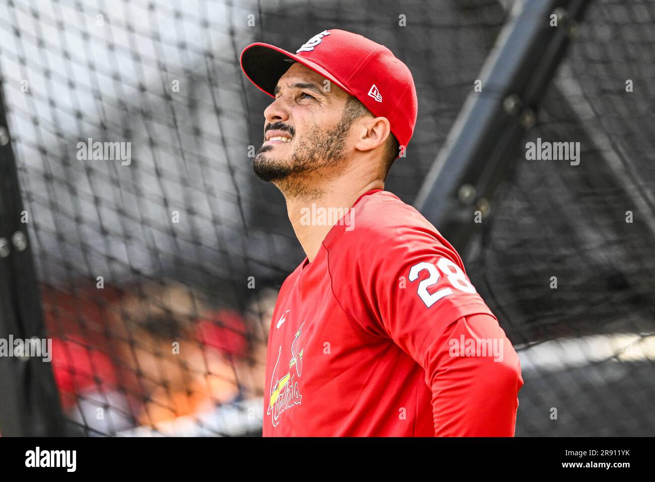 Nolan Arenado #28 of the St. Louis Cardinalsduring the 2023 MLB London ...