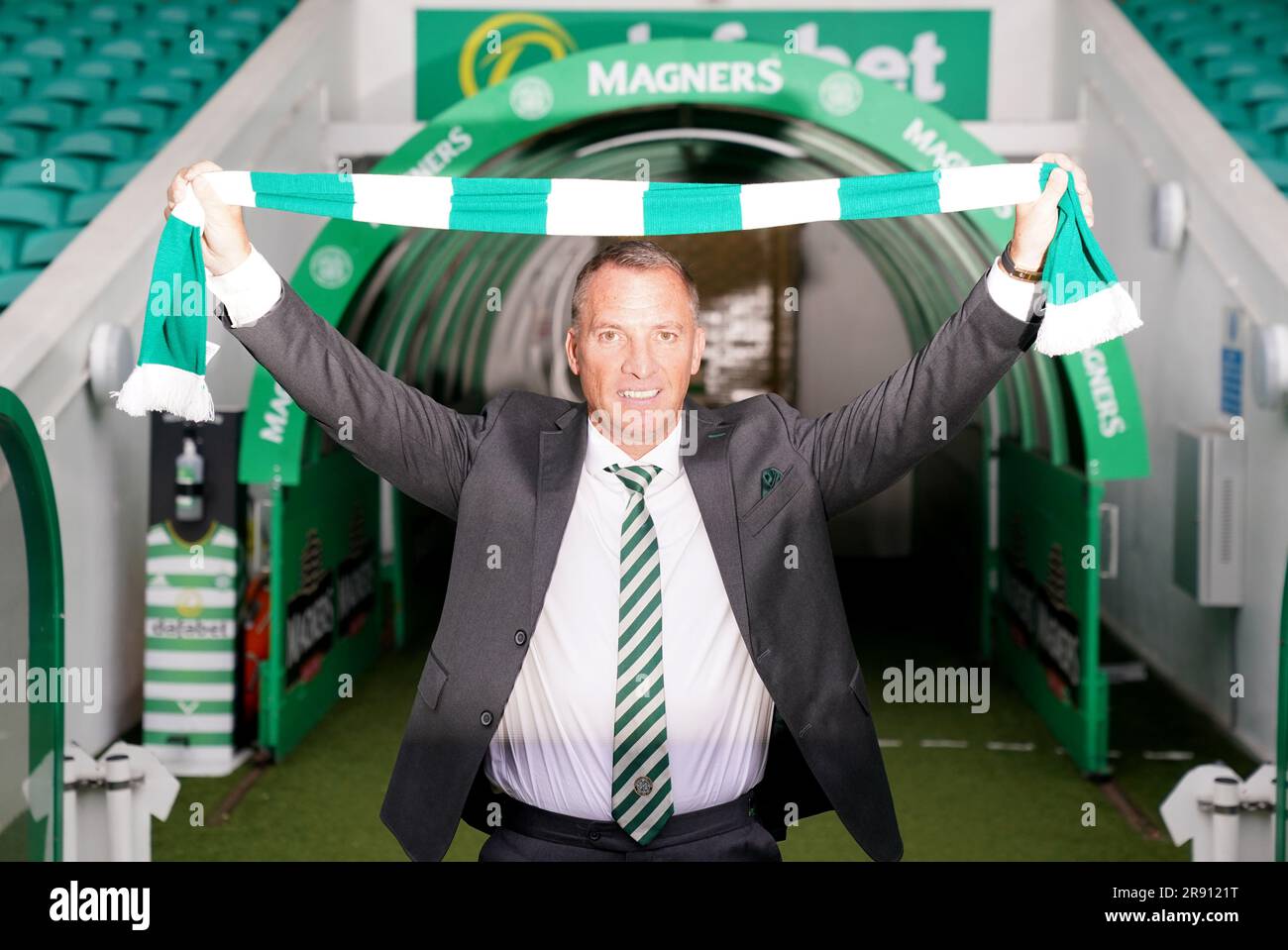 Newly re-appointed Celtic manager Brendan Rodgers during a press conference at Celtic Park ...
